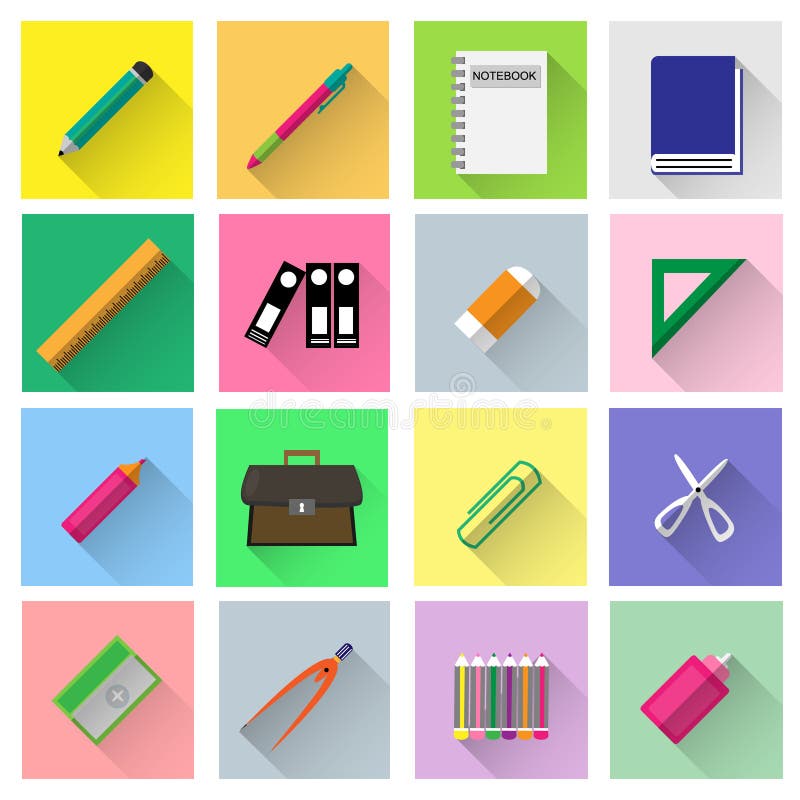 School supplies vector set stock vector. Illustration of supplies ...