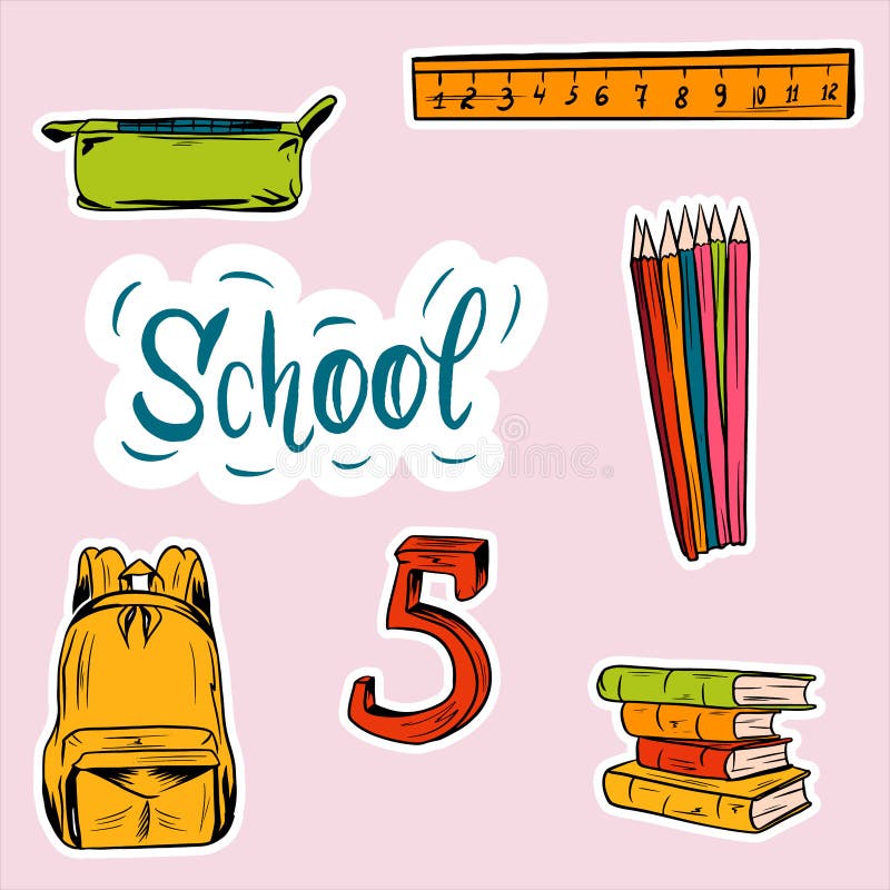 School Supplies In Vector. Things Needed At School Stock Illustration ...
