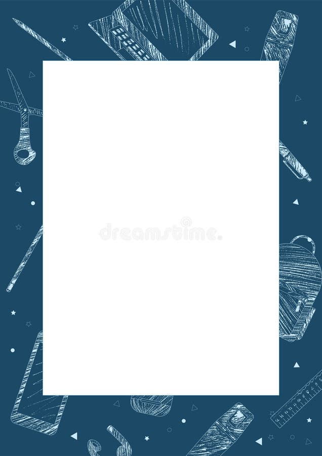 School Supply and E-learning Back To School Frame Design Pencil Sketch ...