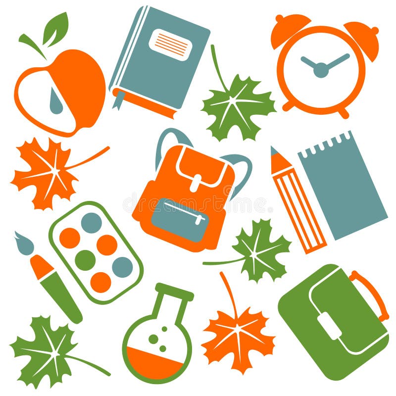 School symbols set stock vector. Illustration of stylized - 57522685