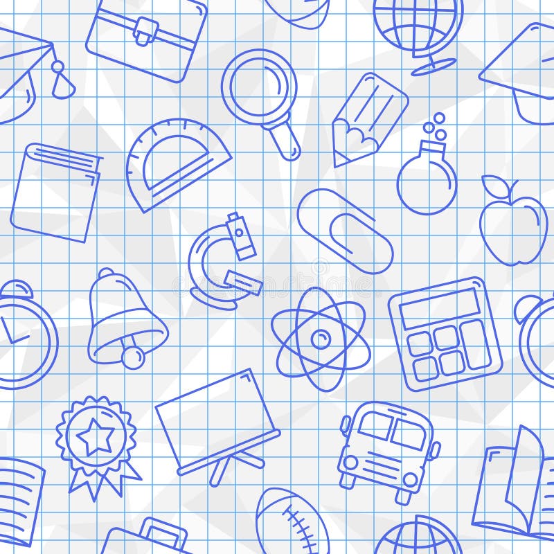 School Symbols Seamless Pattern Stock Vector - Illustration of apple ...