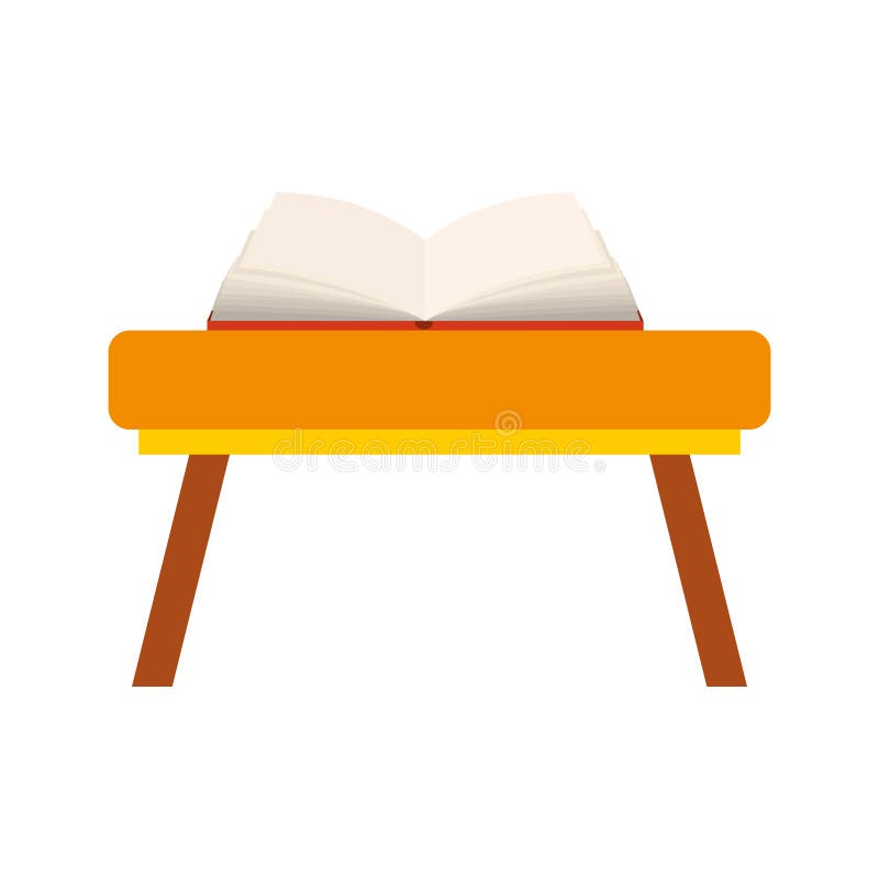School Table with Book Isolated Icon Stock Vector - Illustration of ...