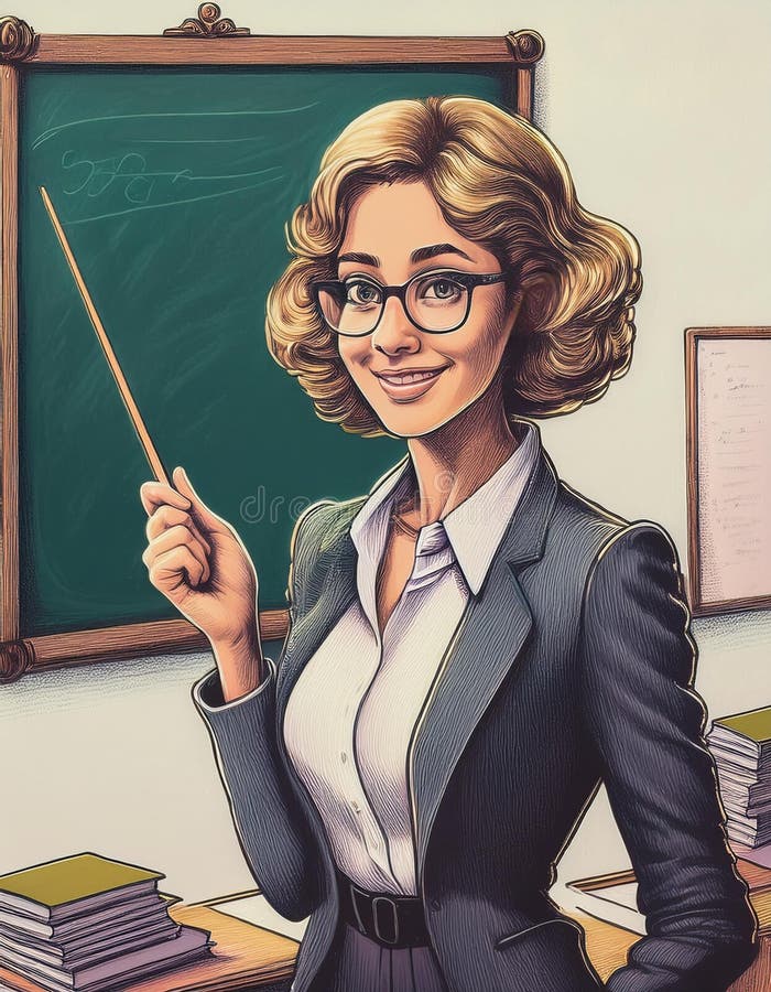 School teacher cartoon stock image. Image of children - 351878517