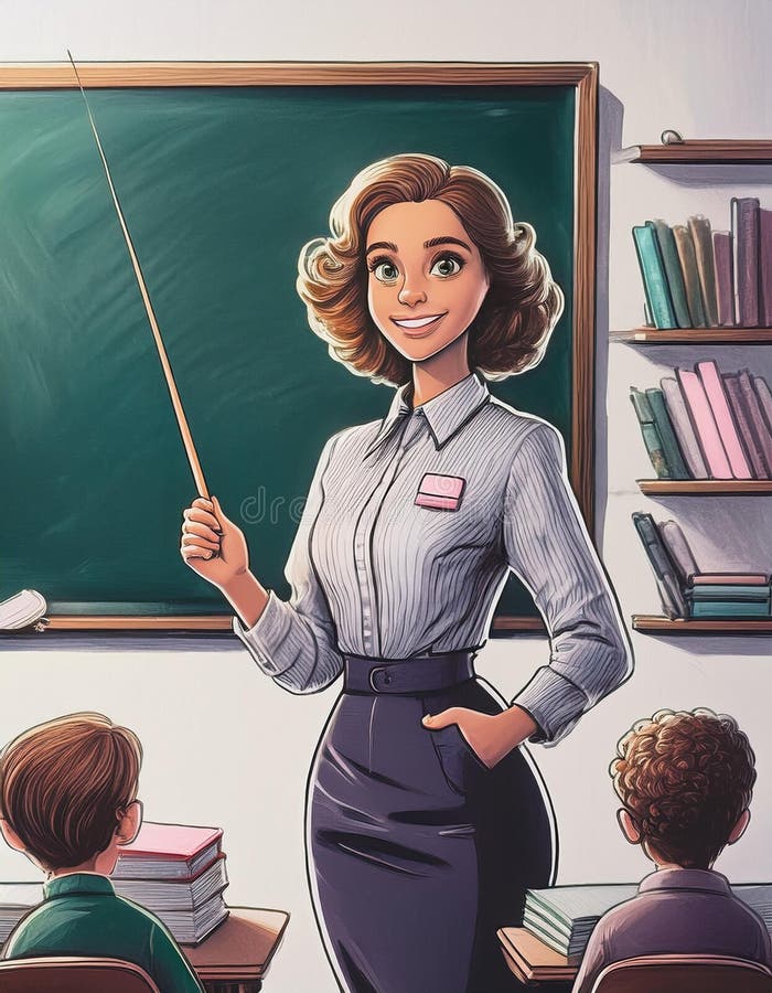 School teacher cartoon stock photo. Image of cartoon - 351878524