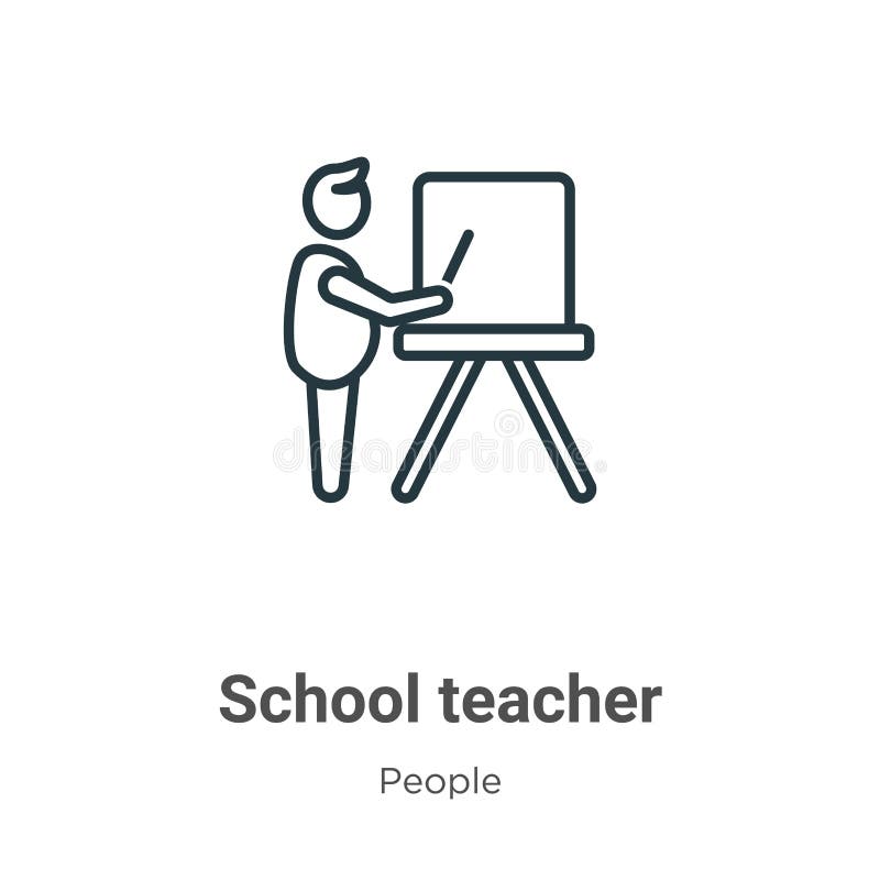 School Teacher Outline Vector Icon. Thin Line Black School Teacher Icon ...