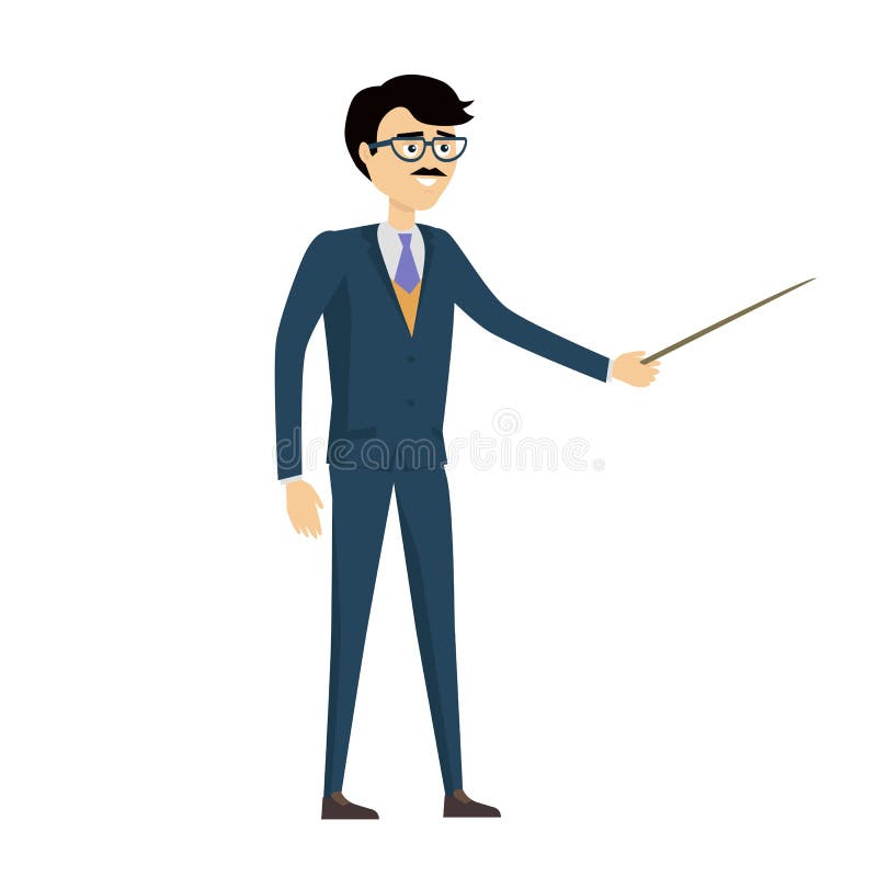 School Teacher with Pointer Vector in Flat Design. Stock Vector ...