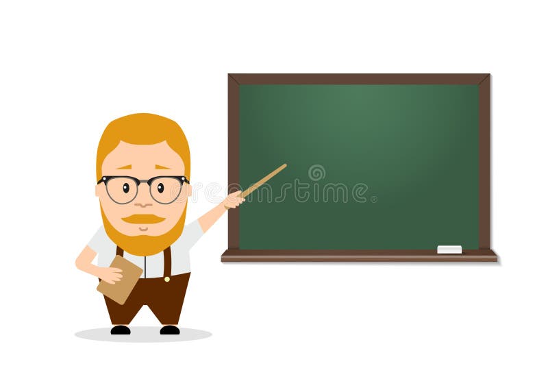 School Teacher, Professor with Pointer Near the Board. Flat Image Stock ...