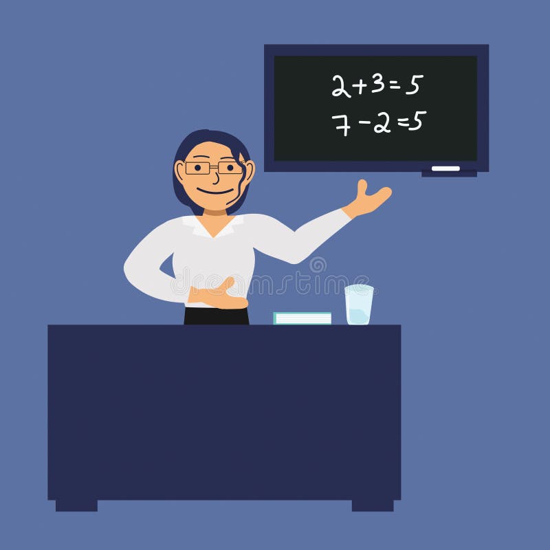 School Teacher Shows Math Examples for First Grades, Illustration Stock ...