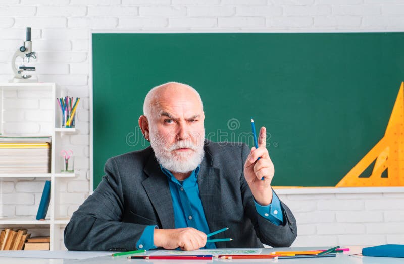 School Teacher Task Successfully Done. Homeschooling with Grandfather ...