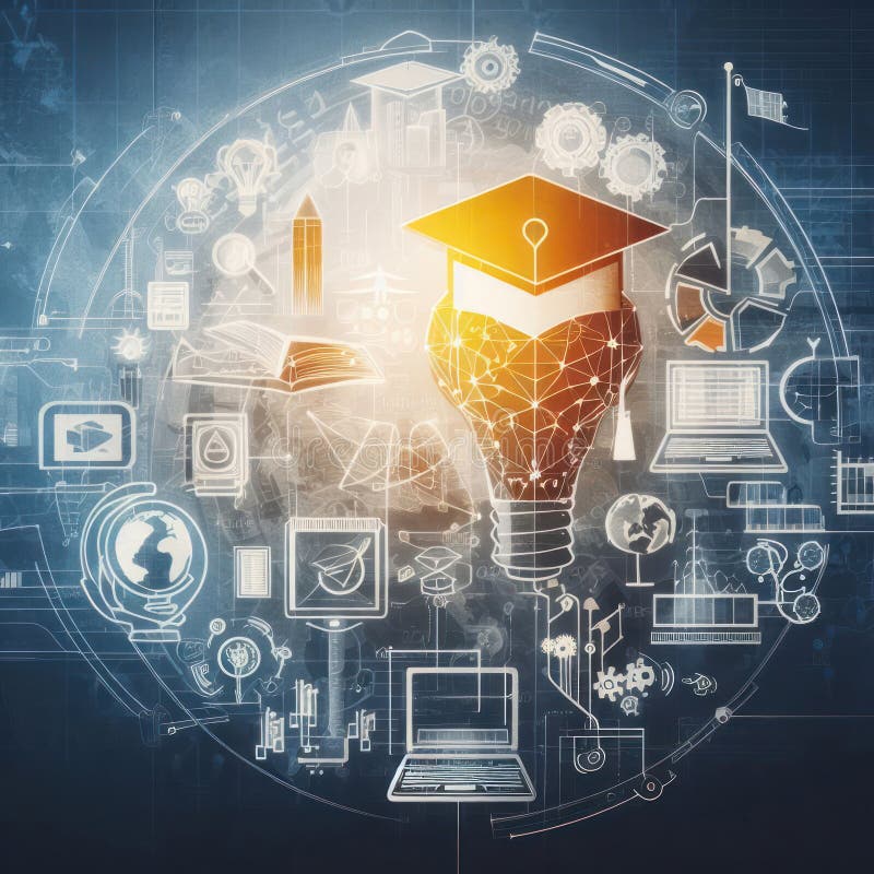 School Technology and Education Background Stock Illustration ...