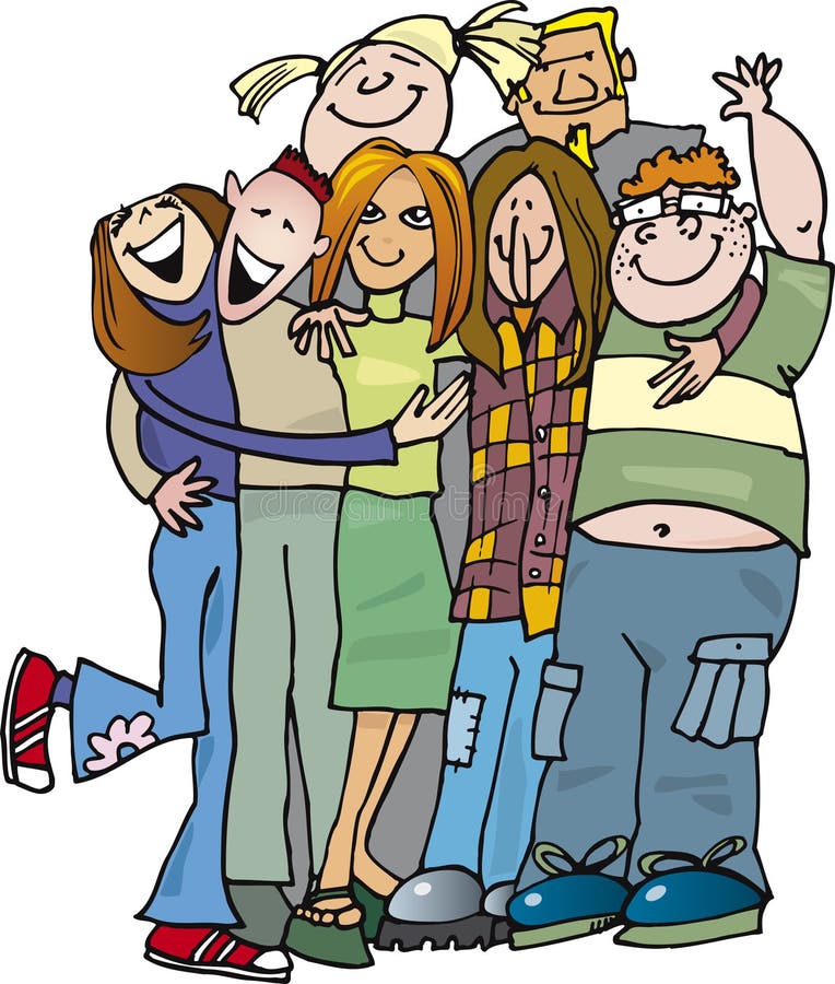 School teens group huging stock vector. Illustration of girls - 6974876