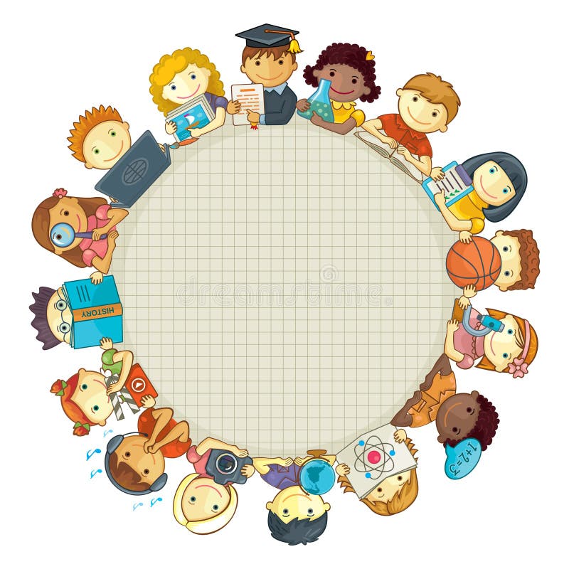 School Template with Children. Frame for Text Stock Vector ...