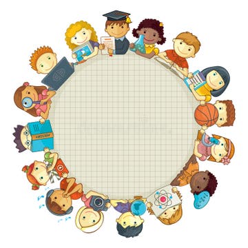 School Template with Children. Frame for Text Stock Vector ...