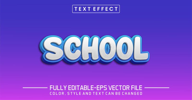 School Text Effect - Editable 3D Text Style Stock Vector - Illustration ...