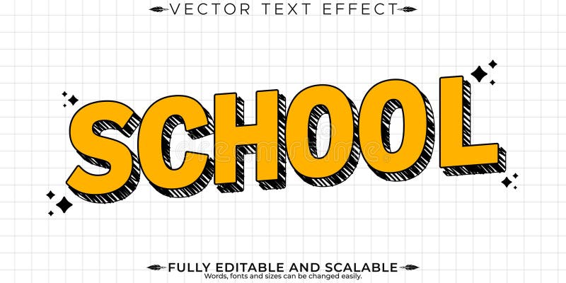 School Text Effect, Editable Learn and Student Text Style Stock Vector ...