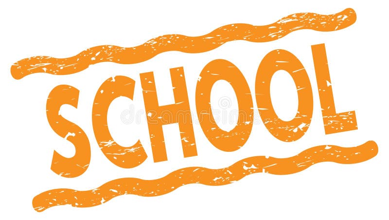 SCHOOL Text on Orange Lines Stamp Sign Stock Illustration ...