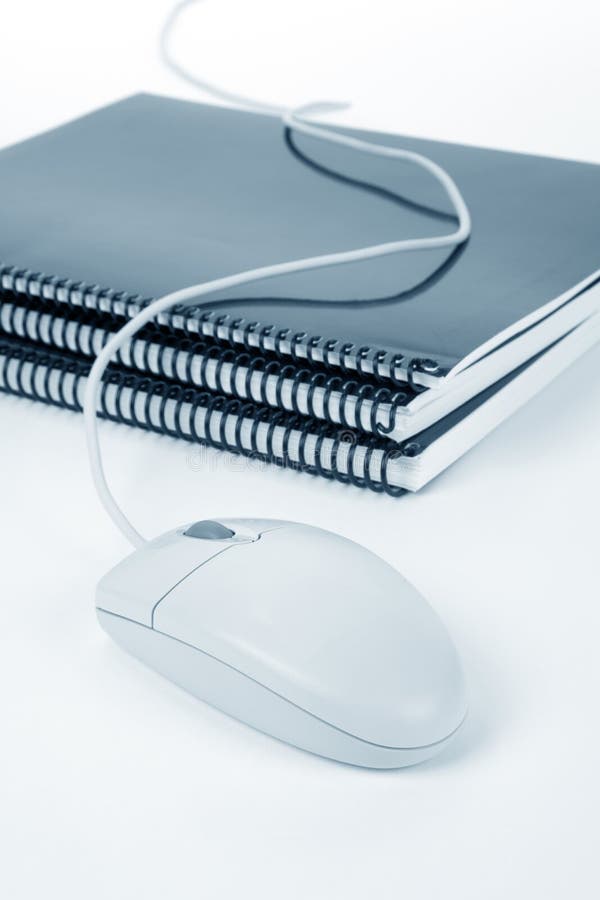 School Textbook and Computer Mouse Stock Image - Image of online, blue ...