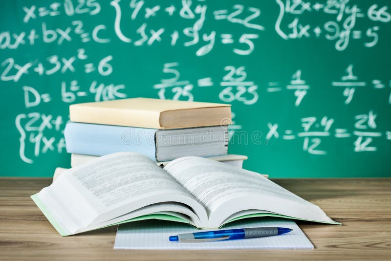School textbooks on a desk stock photo. Image of brown - 29809808