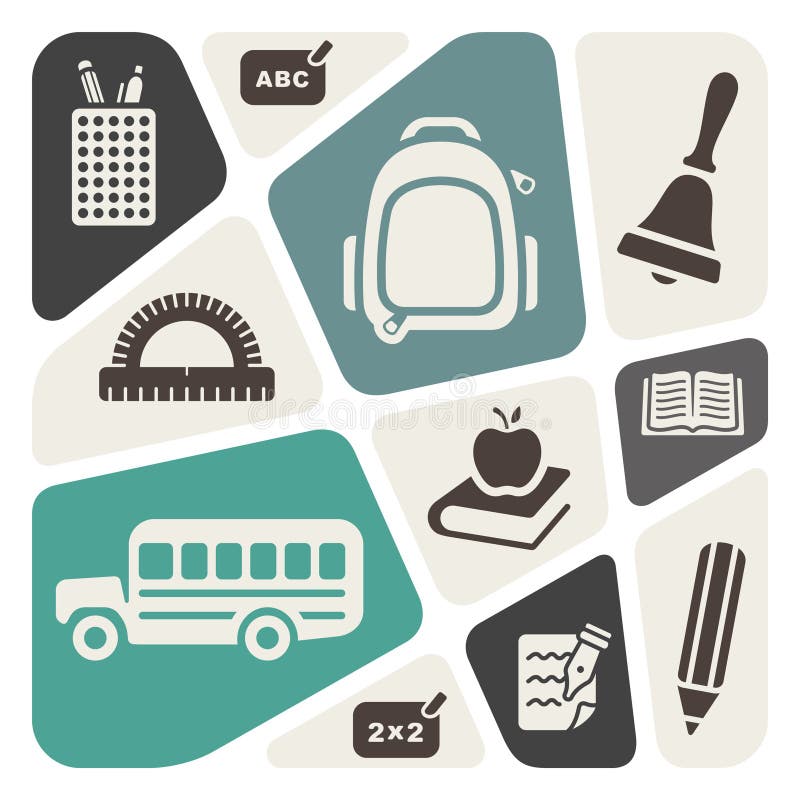 Education theme icon set stock illustration. Illustration of blackboard ...