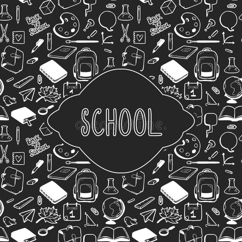 School Theme Card Design, Hand Drawn School Elements Stock Vector ...