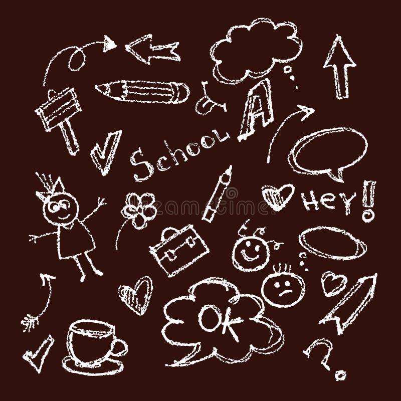 School theme in chalk stock vector. Illustration of theme - 58528613