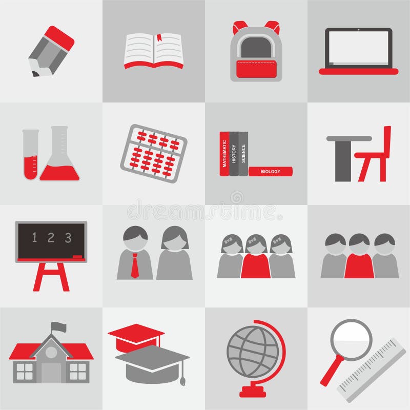School theme icon set stock vector. Illustration of lesson - 87442831