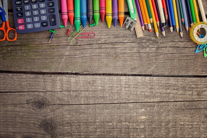 School things on the desk stock photo. Image of desk - 75996228