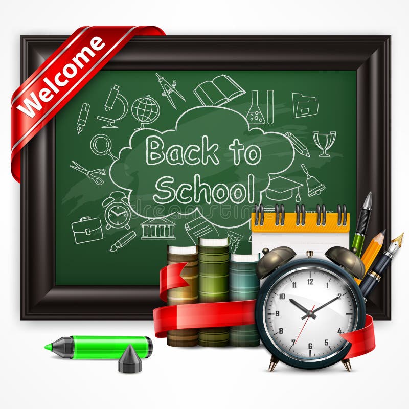 School Time Alarm Vector Illustration Stock Vector - Illustration of ...