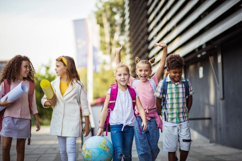 School Time. Large Group of Children. Stock Photo - Image of girls ...