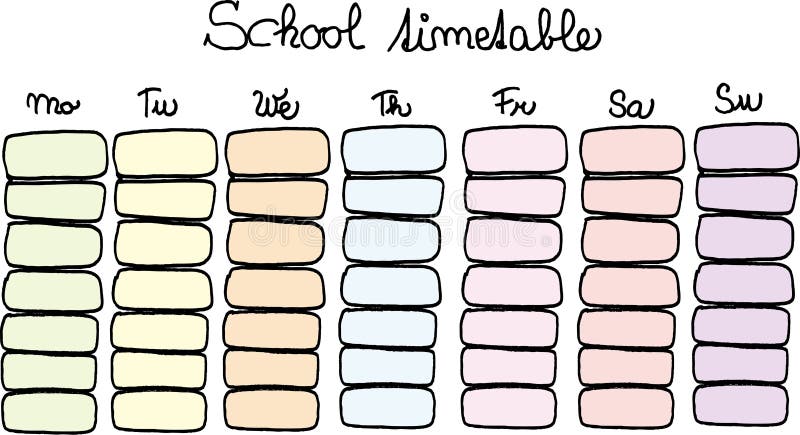 School timetable stock vector. Illustration of time, colours - 6118170