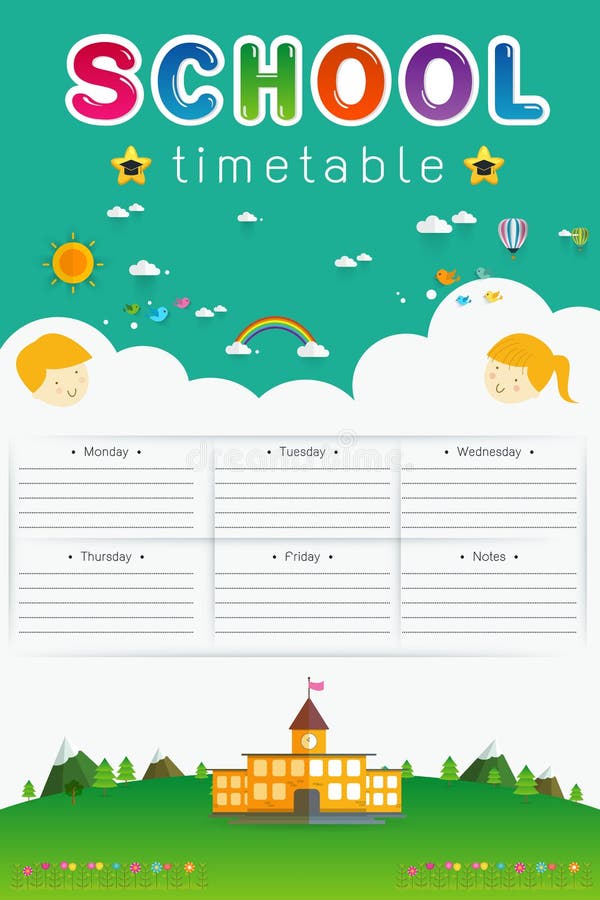 School Timetable stock vector. Illustration of frame - 81330943