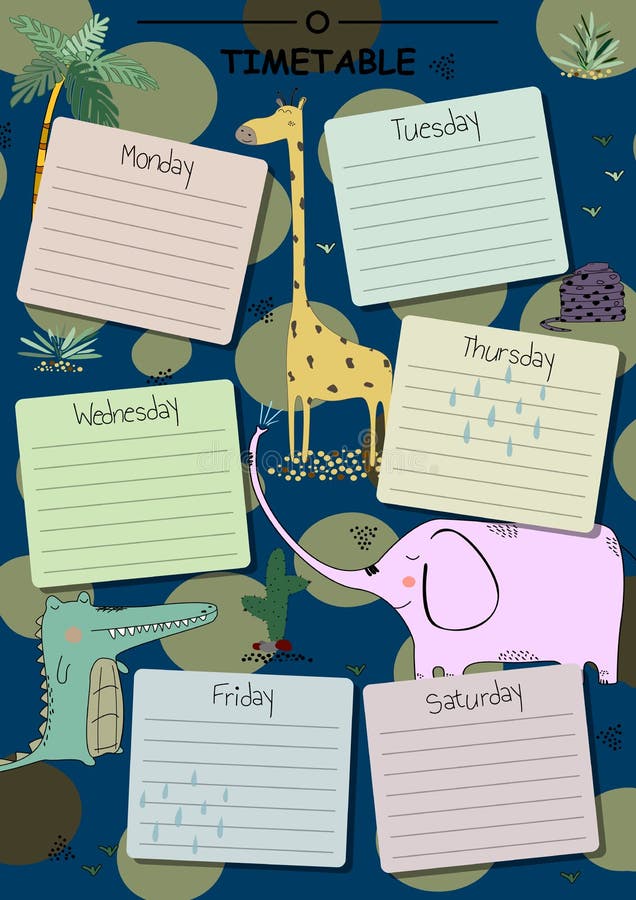 School Timetable Background for Students or Pupils. Stock Vector ...