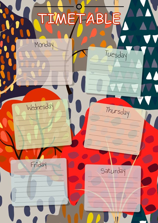 School Timetable Background for Students or Pupils. Stock Vector ...