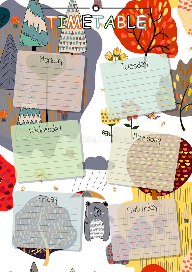 School Timetable Background for Students or Pupils. Stock Vector ...