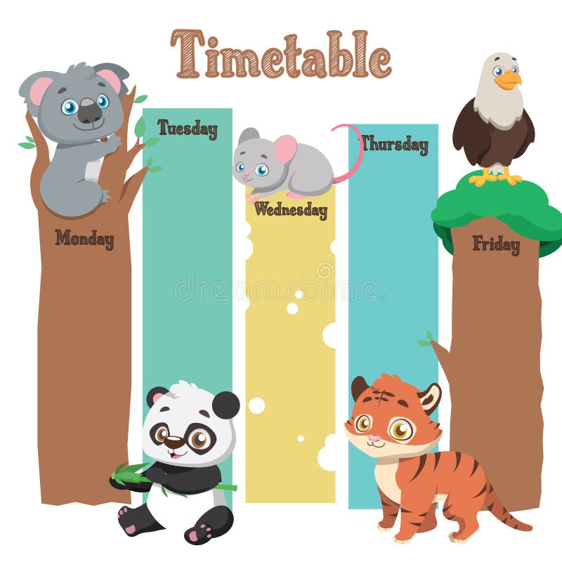 School Timetable Animals Stock Illustrations – 297 School Timetable ...