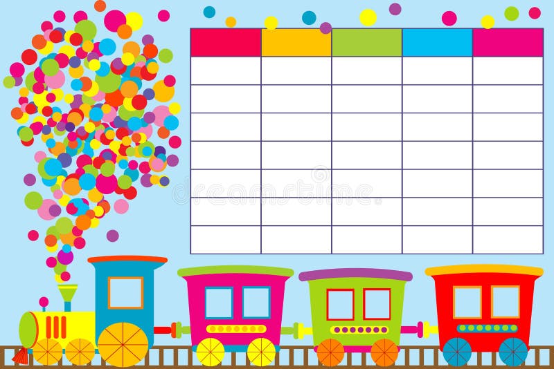 School Timetable with Cartoon Train Stock Vector - Illustration of ...