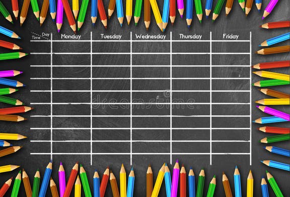 School Timetable or Class Schedule Template on Chalkboard Framed by ...