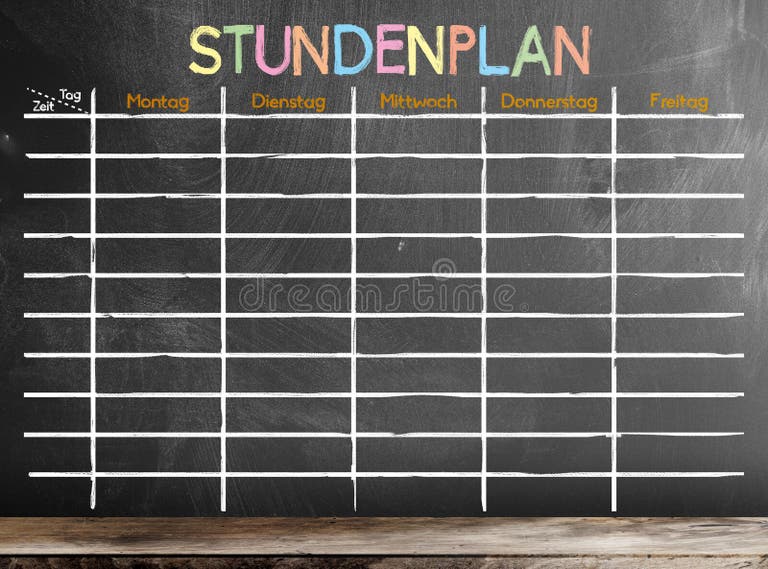 School Timetable or Class Schedule Template on Chalkboard Stock Image ...