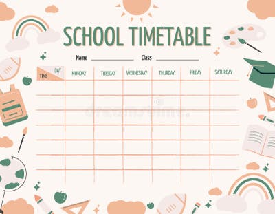 School Timetable and Class Schedule Templates with Pastel Concept ...