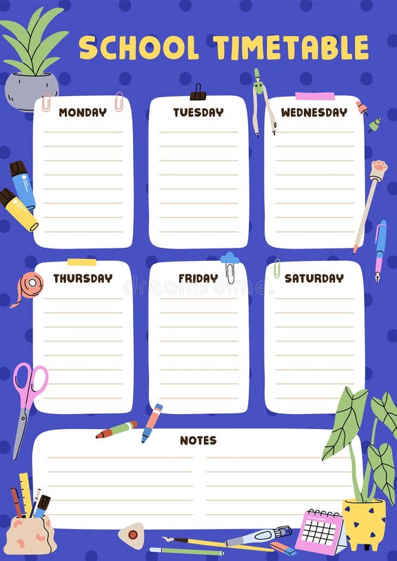 School Time Table Design Stock Illustrations – 3,223 School Time Table ...