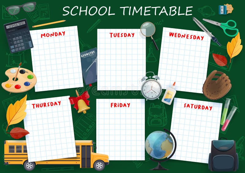 School Timetable, Education Schedule Template Stock Vector ...