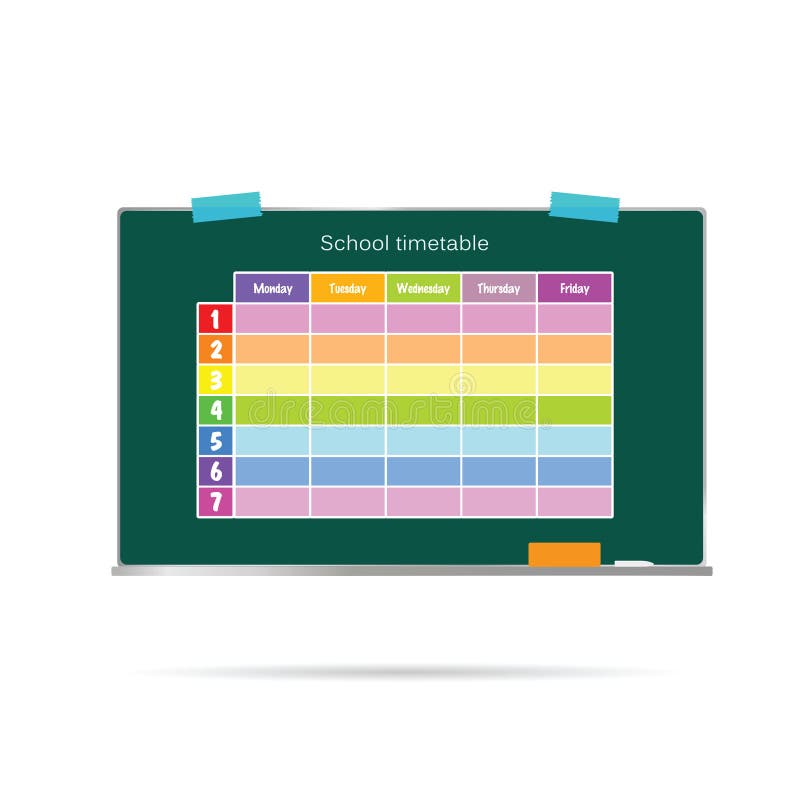 Timetable on the Green Blackboard for Any Planning Stock Illustration ...