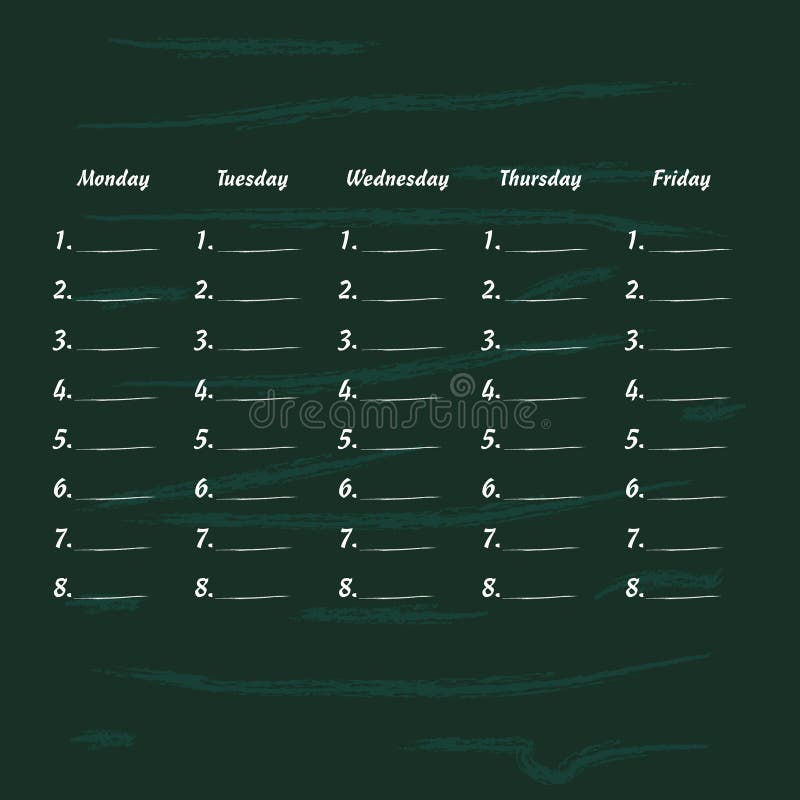 School Timetable Icon Illstration Part One Stock Vector - Illustration ...