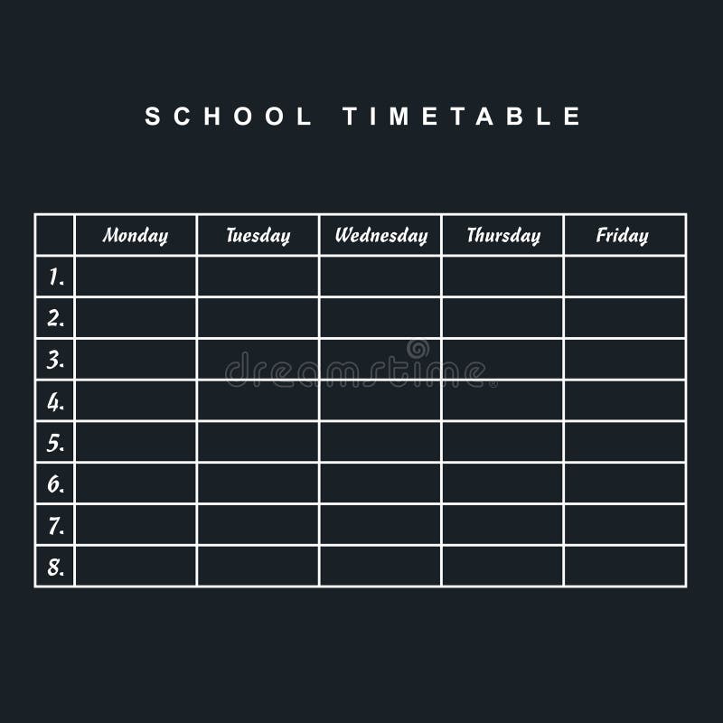 School Timetable Black Pencil Stock Vector - Illustration of icon, note ...