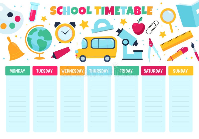 School Timetable. Learnings Classes Scheduling, Study Weekly Planner ...