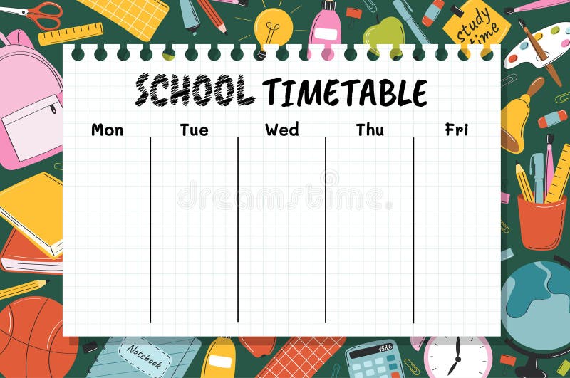 School Timetable for Lessons Vector Concept Stock Vector - Illustration ...