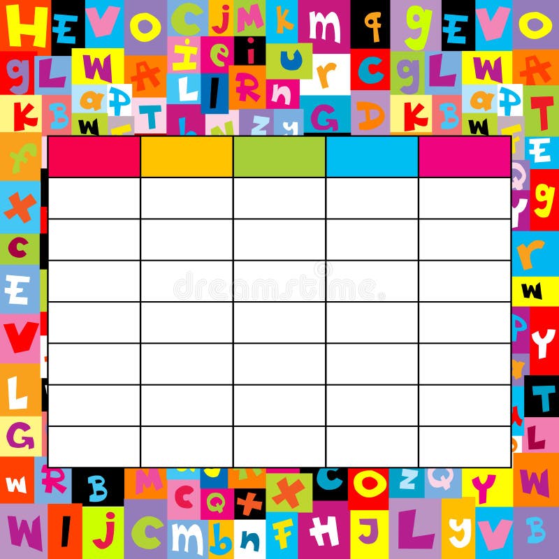 School Timetable on Letters Background Stock Vector - Illustration of ...