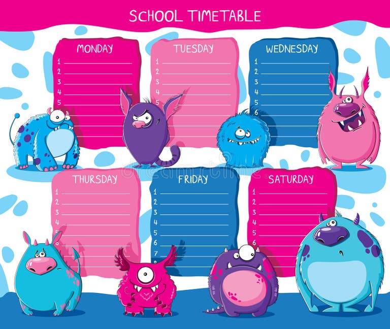 School Timetable Stock Illustrations – 11,171 School Timetable Stock ...