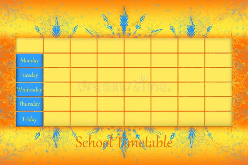 School Timetable Schedule with Colorfull Background 3D Illustration ...