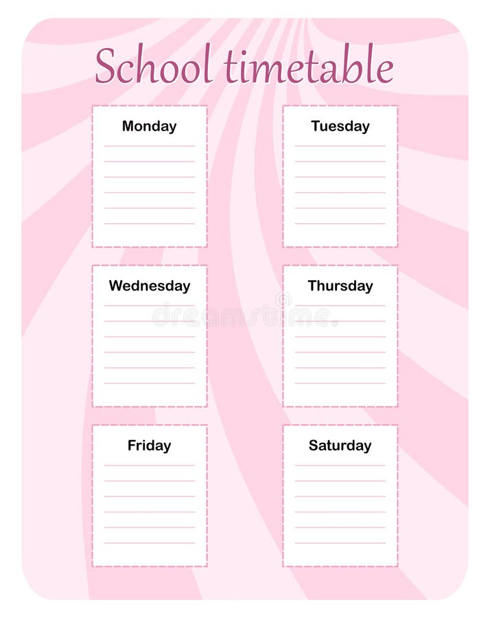 School timetable stock vector. Illustration of element - 235742837